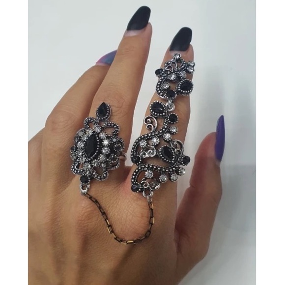 Jewelry | Vintage Baroque Double Chained Crystal Ring | Poshmark